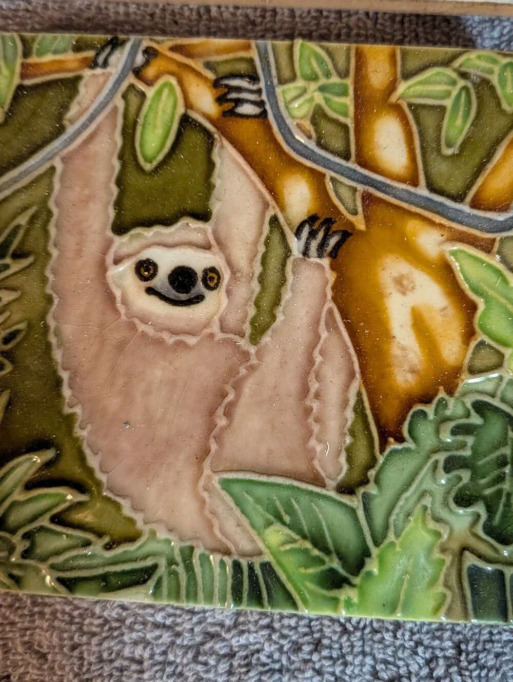 Accents | Handpainted Ceramic Sloth Wall Tile In Green And Tan 4x4 ...